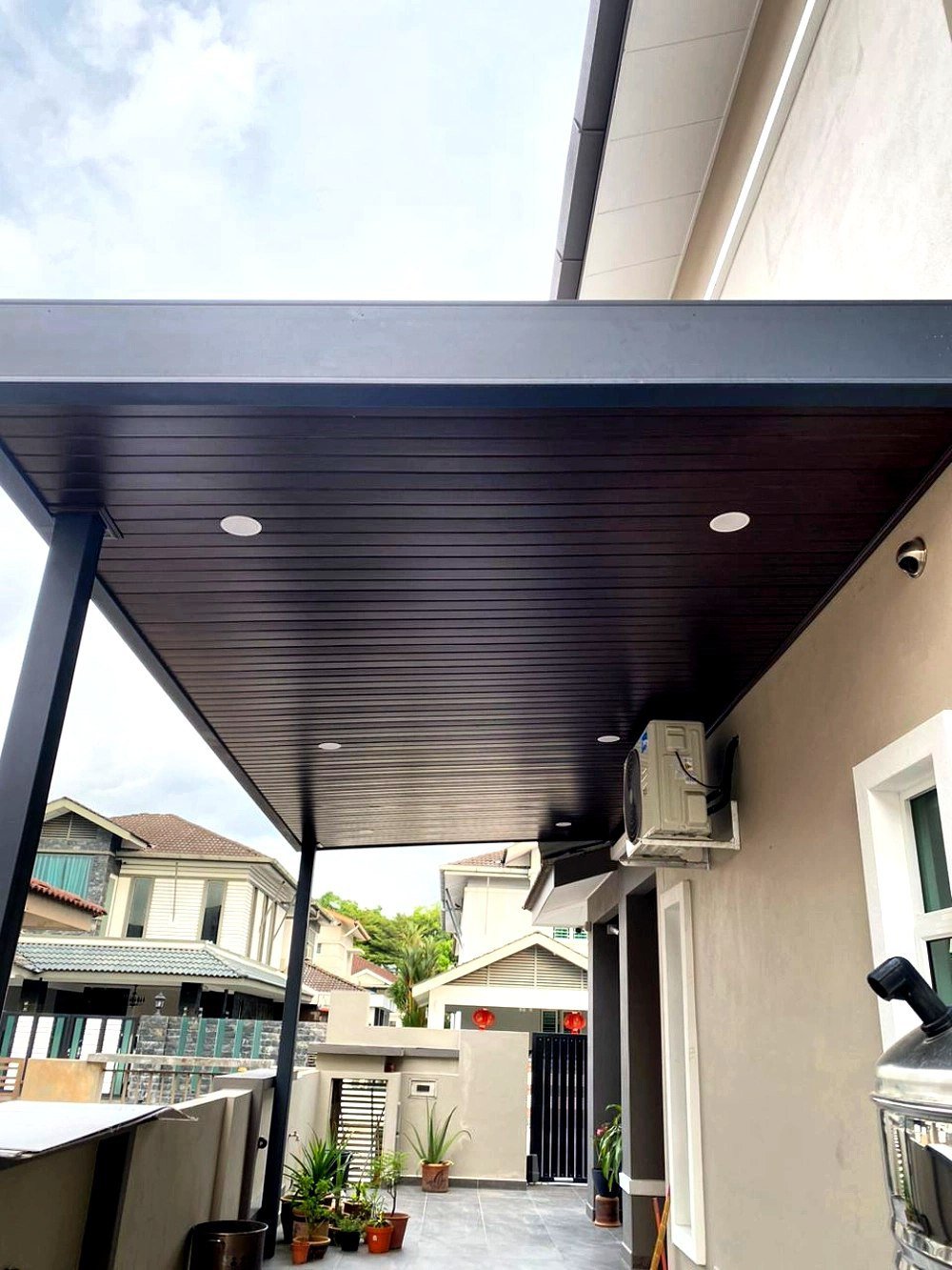 Awning ACP + Aluminium Strip Ceiling – Syaddad Expert Steel