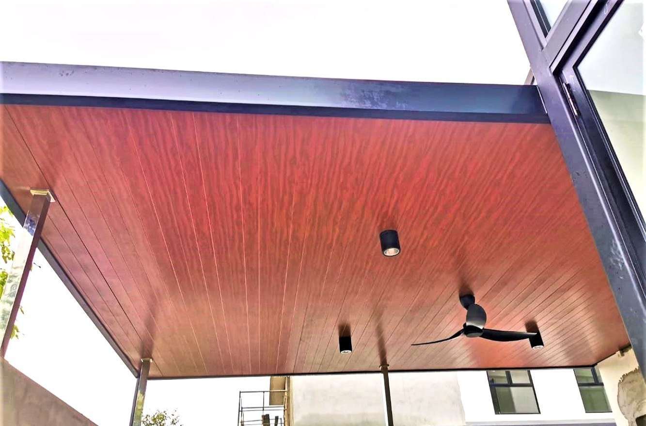 Awning ACP + Aluminium Strip Ceiling – Syaddad Expert Steel